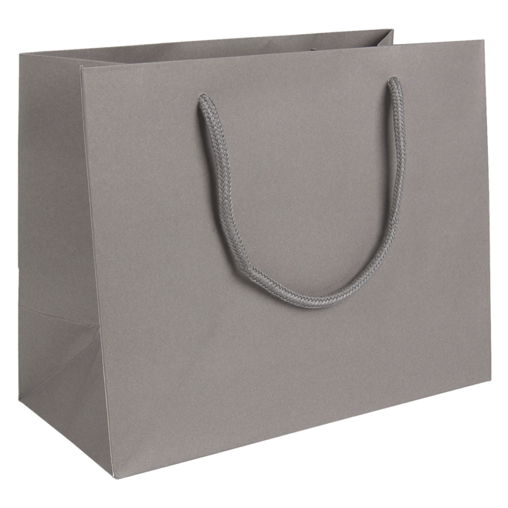 Medium Landscape Grey Paper Gift Bag With Rope Handles | Tiny Box Company