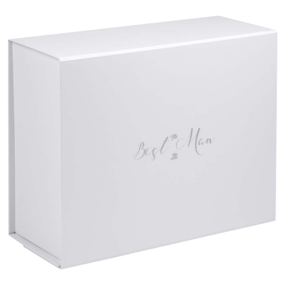 Deep White Best Man Box in Matt Silver Foil | Bridal Party Collection ...