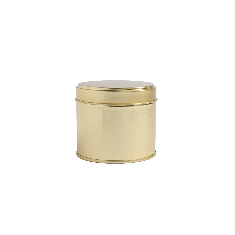 250ml Gold Round Welded Side Seam Tin | Tiny Box Company